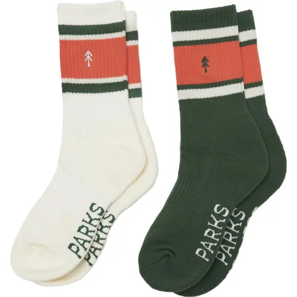 PARKS PROJECT Trail Crew Tube Sock Two-pack - Green And Natural