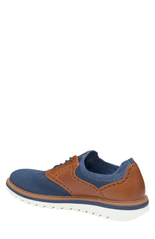 Johnston & Murphy Braydon Saddle Derby - Navy Knit/ Tan Full Grain