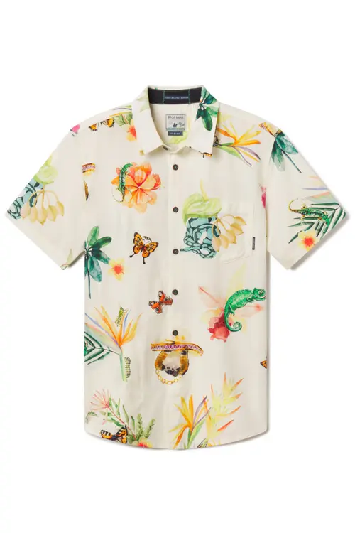BAJA LLAMA Land Before Floral7-seas Button Up