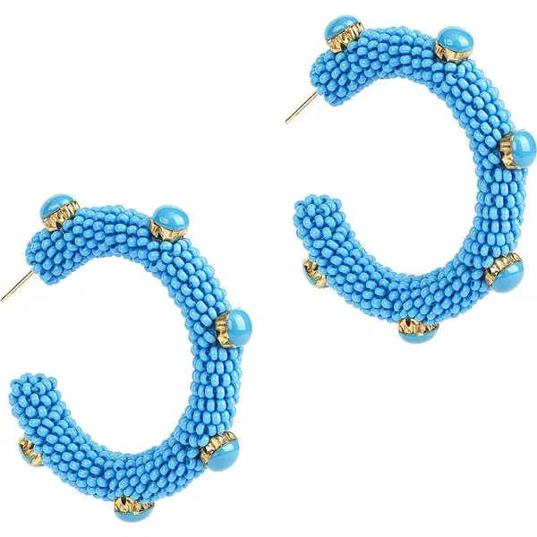 Deepa Gurnani Hayes Beaded Hoop Earrings - Turquoise