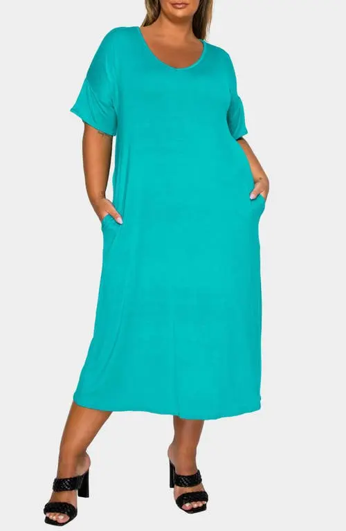 L I V D Olivia Short Sleeve Midi Dress - Jade