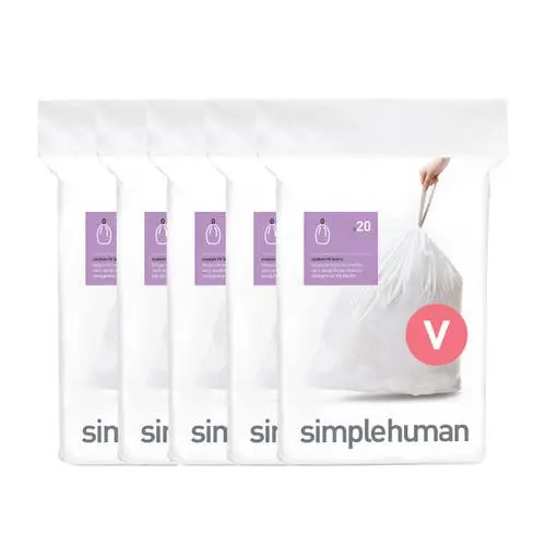 SIMPLEHUMAN Code V Custom Fit Liners With Quick Dispense Packs - 100 Liners