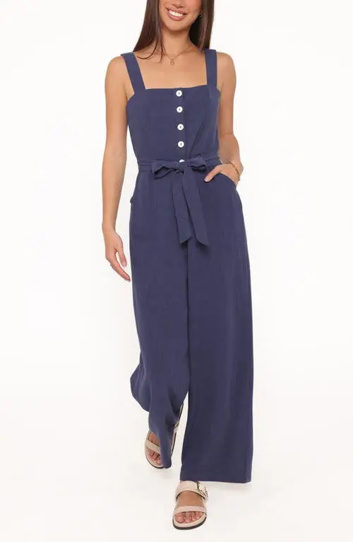 PETAL & PUP Rachel Flare Leg Jumpsuit - Navy