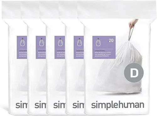 SIMPLEHUMAN Code D Custom Fit Liners With Quick Dispense Packs - 100 Liners