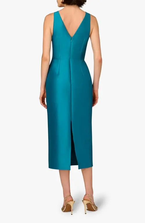 Aidan Mattox Beaded V-neck Midi Dress