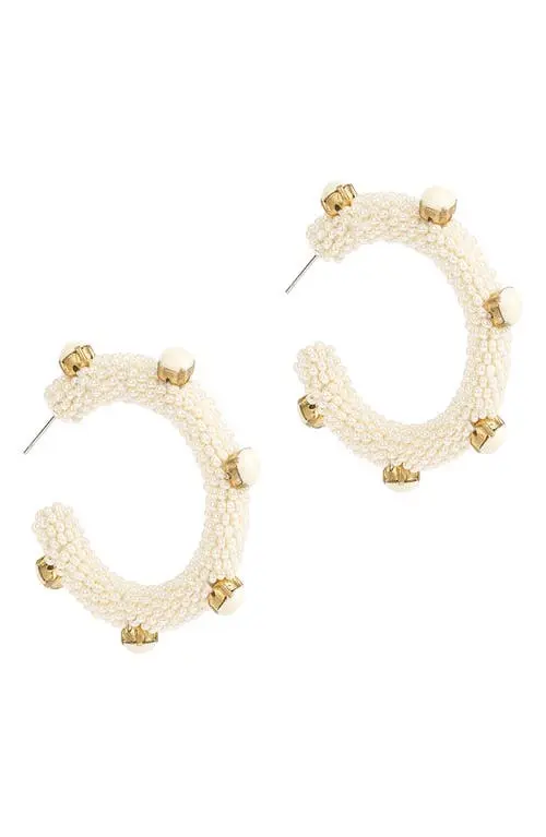 Deepa Gurnani Hayes Beaded Hoop Earrings - Ivory