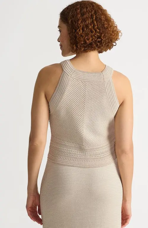 LANDS' END Cotton Pointelle Halter Top - Blush Whisper
