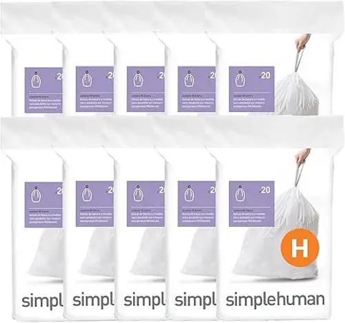 SIMPLEHUMAN Code H Custom Fit Liners With Quick Dispense Packs - 200 Liners