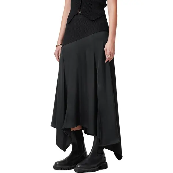ALLSAINTS Pia Mixed Media Asymmetric Skirt