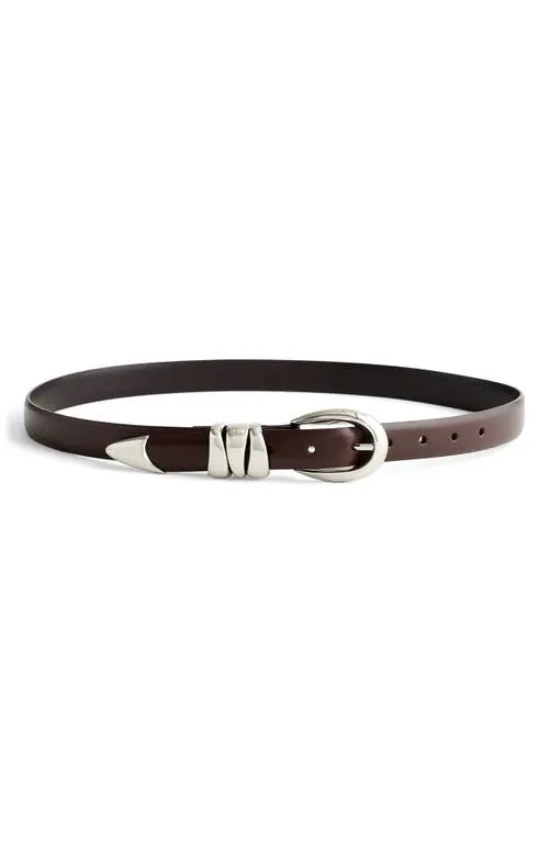 Madewell Triple Metal Keeper Leather Belt - Dark Carob