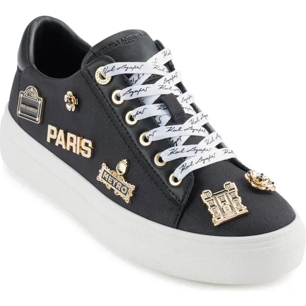 Karl Lagerfeld Paris Cate Pin Logo Sneaker - Black Rue Pins