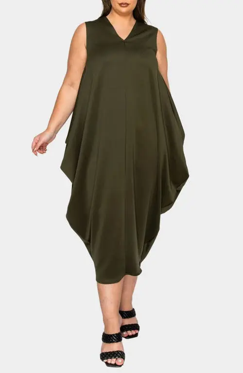 L I V D Sleeveless V-neck Dress - Army