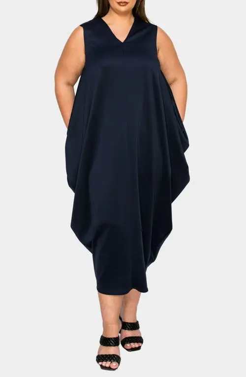 L I V D Sleeveless V-neck Dress - Navy