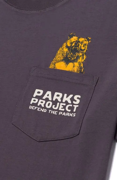 PARKS PROJECT Defend The Parks Bear Pocket T-shirt - Graphite
