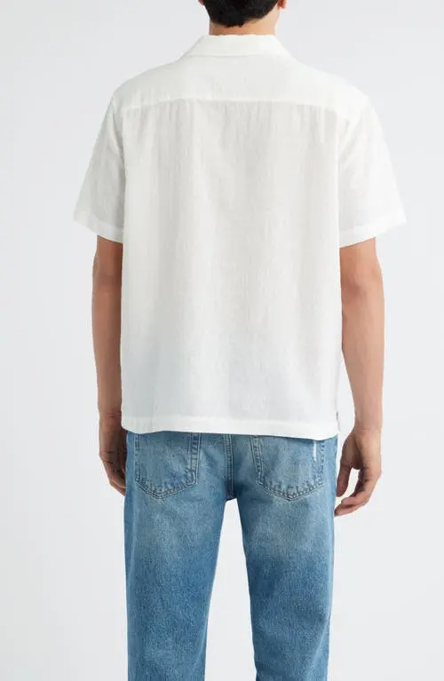 Ag Foster Cotton & Linen Blend Camp Shirt - White