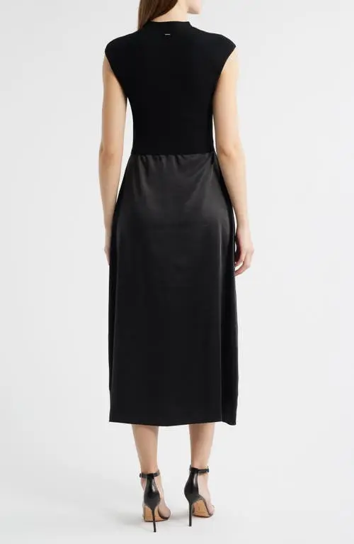 BOSS Ferdolini Mixed Media Midi Dress - Blk