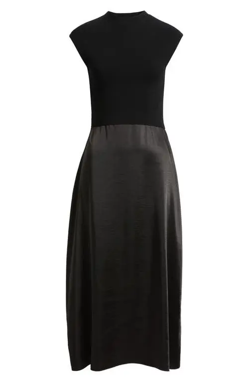 BOSS Ferdolini Mixed Media Midi Dress - Blk