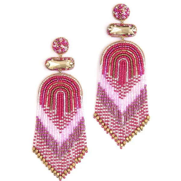 Deepa Gurnani Ishani Beaded Drop Earrings - Fuchsia