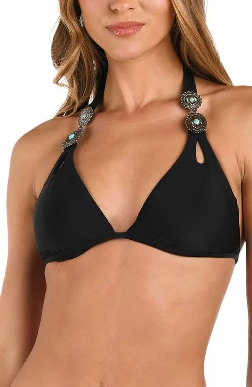 L'Agence Annabelle Concho Embellished Underwire Bikini Top - Black