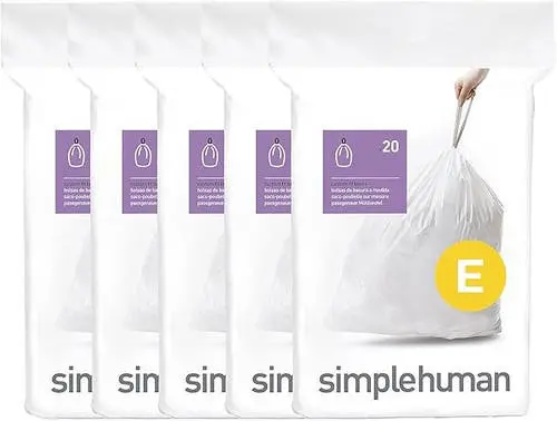 SIMPLEHUMAN Code E Custom Fit Liners With Quick Dispense Packs - 100 Liners