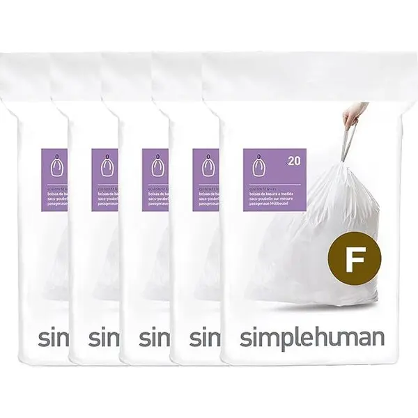 SIMPLEHUMAN Code F Custom Fit Liners With Quick Dispense Packs - White