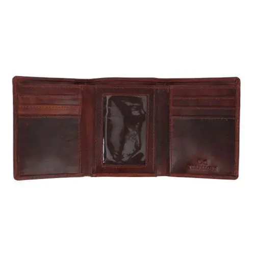Trafalgar Tennyson Tri-fold Genuine Leather Wallet With Id Window - Brown