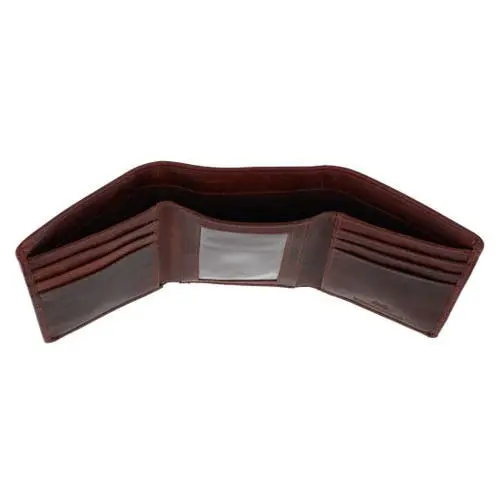 Trafalgar Tennyson Tri-fold Genuine Leather Wallet With Id Window - Brown