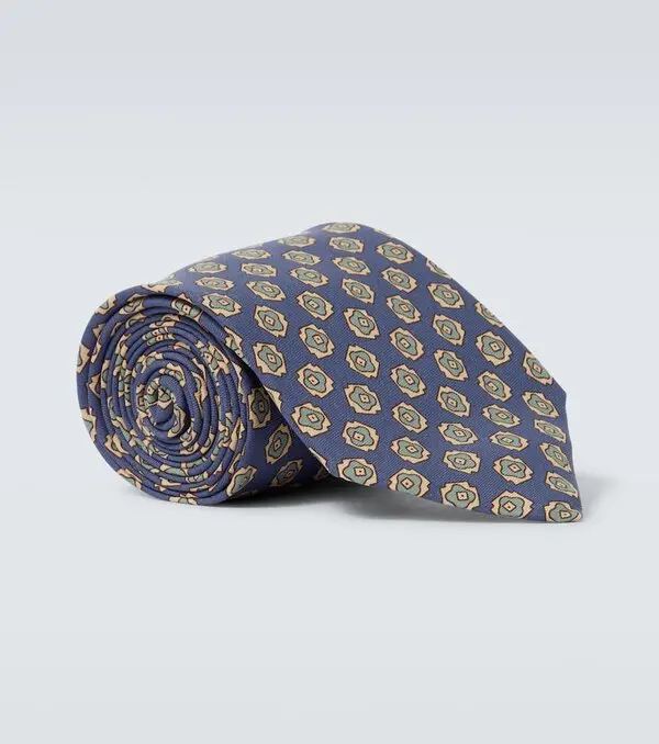 Ralph Lauren Printed Silk Neck Tie - Blue