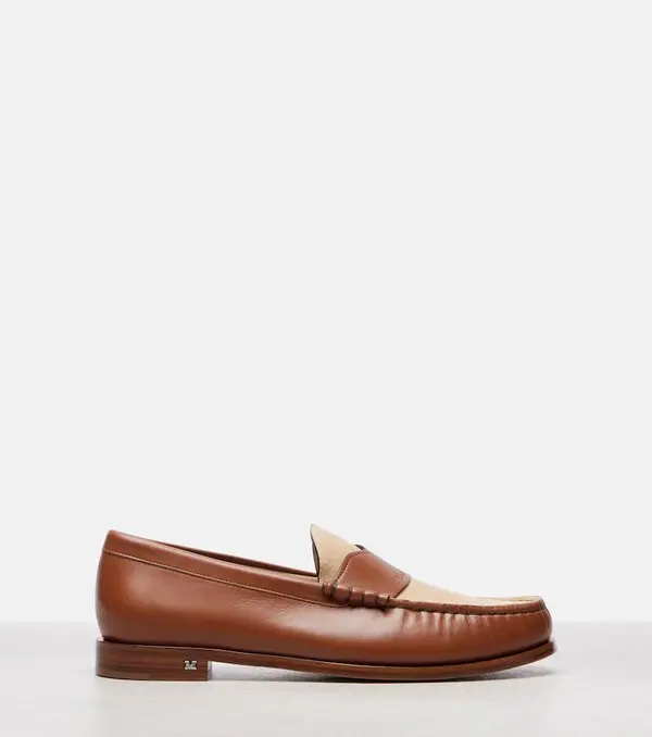 Max Mara Logo Leather And Suede Moccasins
