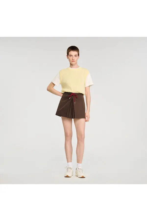 Sandro Pleated Drawstring Skort
