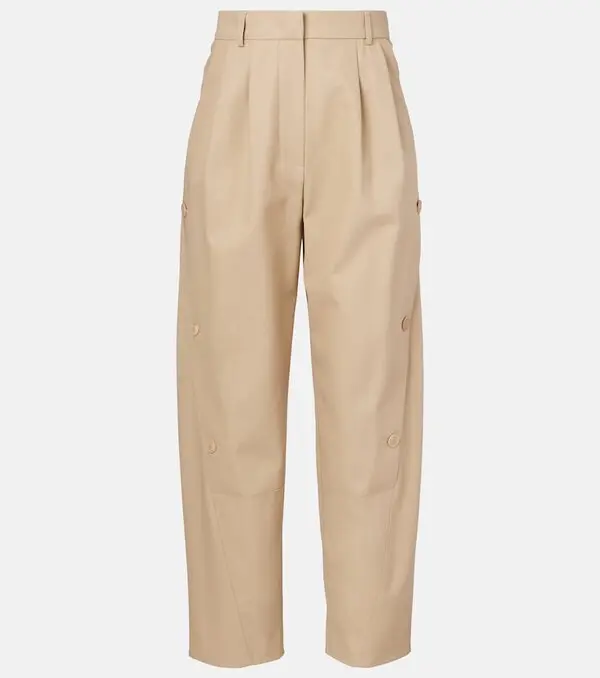 Max Mara Duomo Cotton Straight Pants - Beige