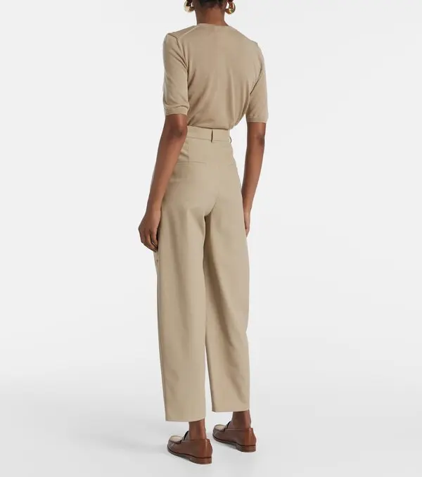 Max Mara Duomo Cotton Straight Pants - Beige