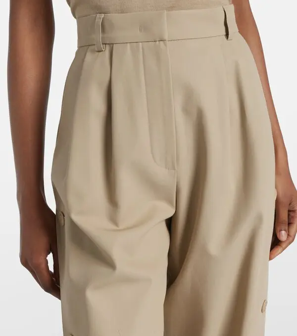 Max Mara Duomo Cotton Straight Pants - Beige
