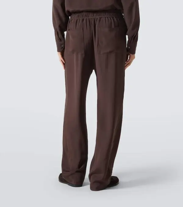 SAMAN AMEL Wide-leg Silk Pants - Brown