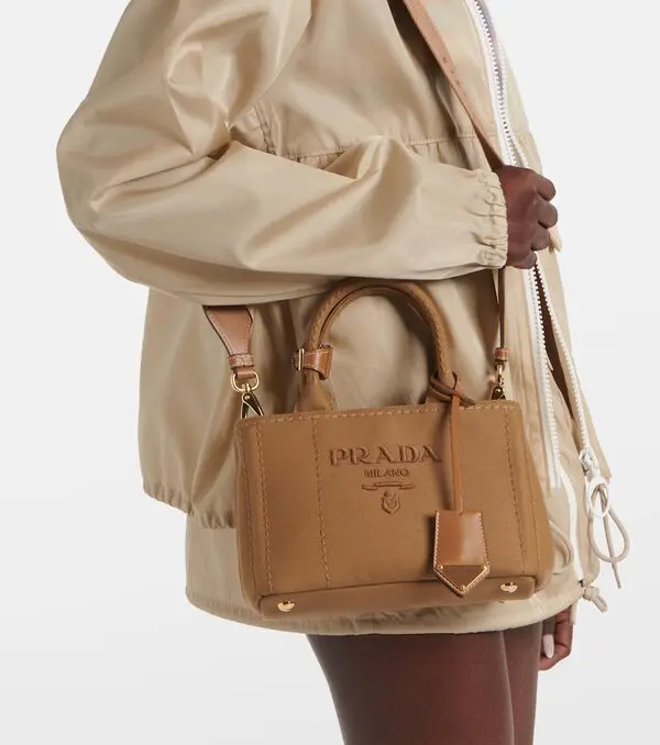 Prada Jardinière Mini Canvas Tote - Brown