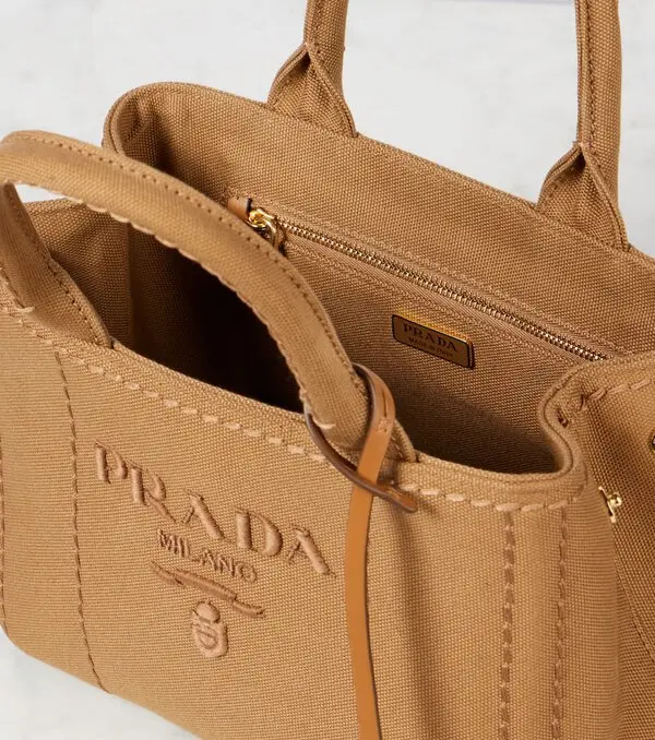 Prada Jardinière Mini Canvas Tote - Brown