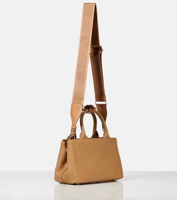 Prada Jardinière Mini Canvas Tote - Brown