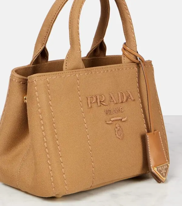 Prada Jardinière Mini Canvas Tote - Brown