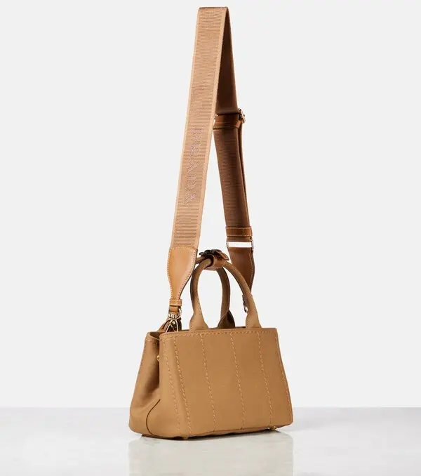 Prada Jardinière Mini Canvas Tote - Brown