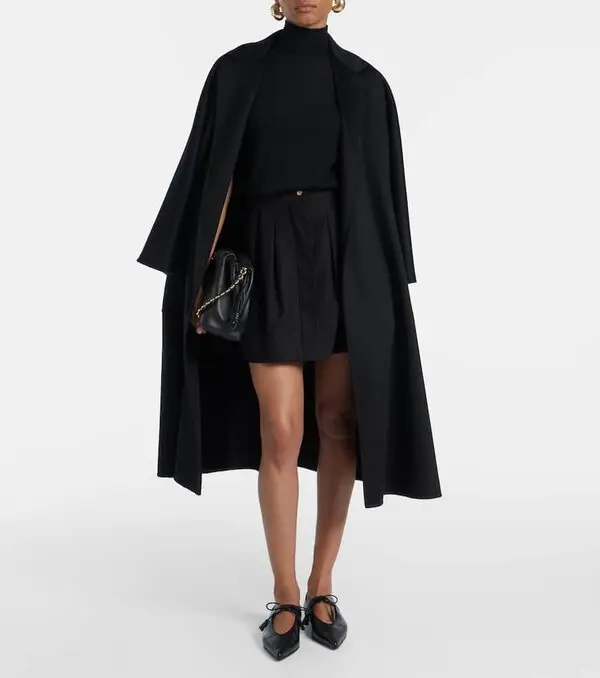 Max Mara Pleated Cotton Twill Miniskirt