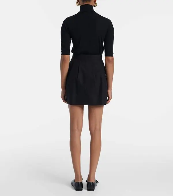 Max Mara Pleated Cotton Twill Miniskirt