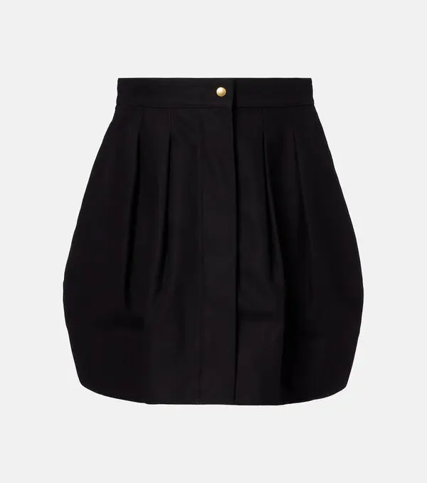 Max Mara Pleated Cotton Twill Miniskirt - Black