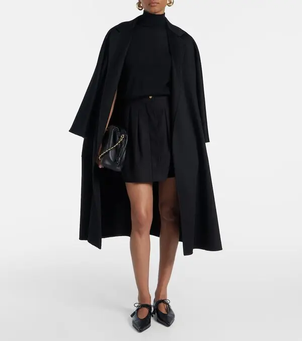 Max Mara Pleated Cotton Twill Miniskirt