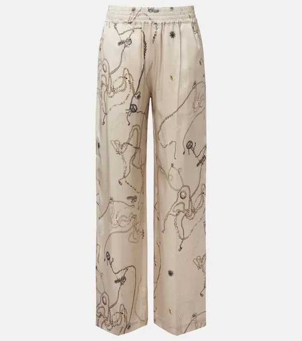 Victoria Beckham Printed Silk Satin Pajama Pants - Pink