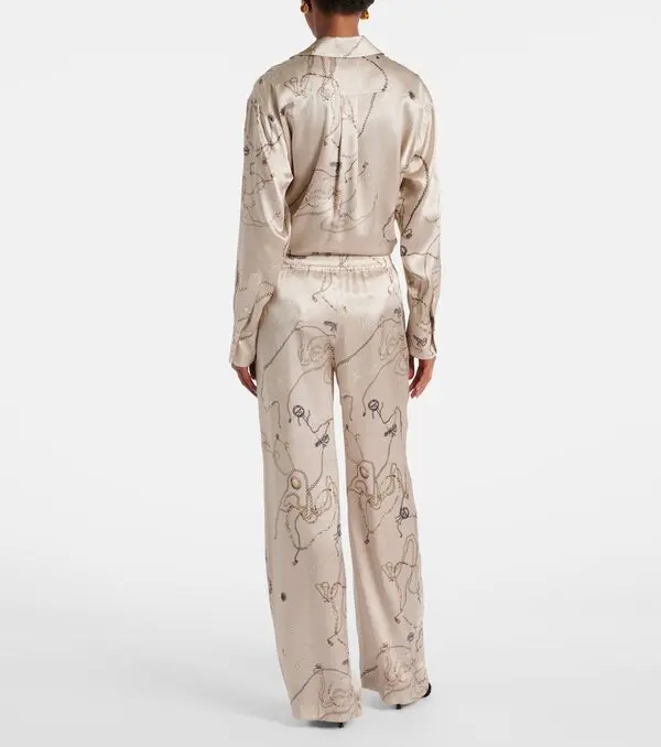 Victoria Beckham Printed Silk Satin Pajama Pants