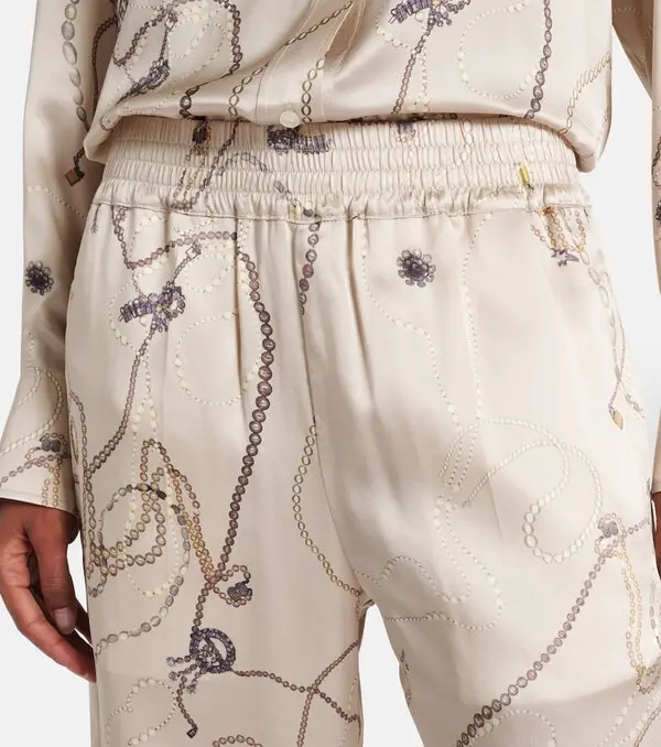 Victoria Beckham Printed Silk Satin Pajama Pants