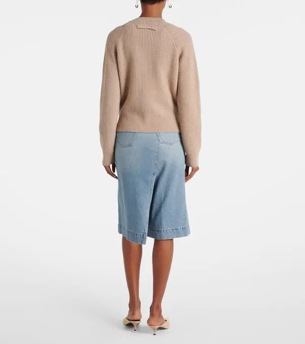 Victoria Beckham Ribbed-knit Wool And Cashmere Cardigan