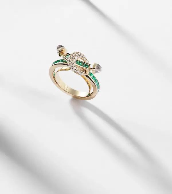 ANANYA Chakra 18kt Ring With Emeralds And Gemstones - Gold