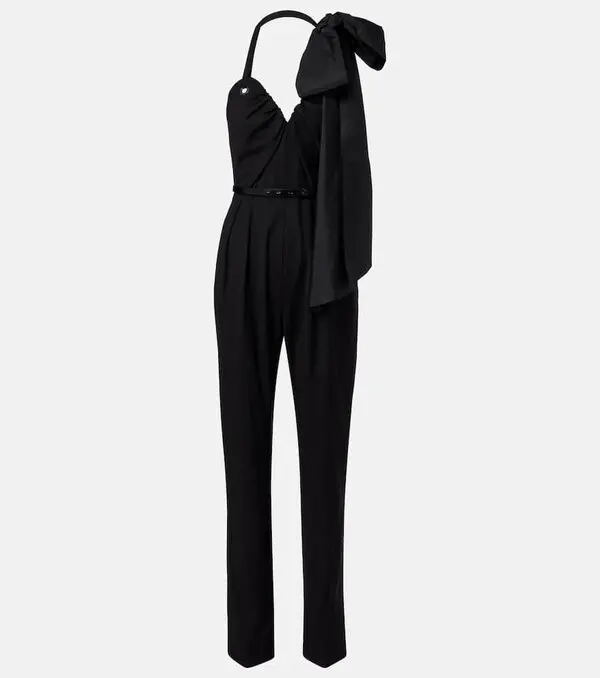 Max Mara Asymmetric Virgin Wool Jumpsuit - Black