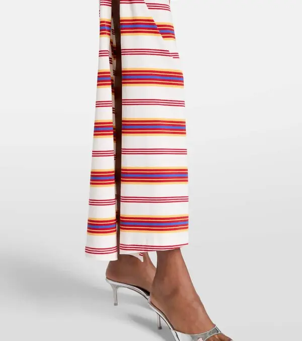 Rabanne Gathe Striped Cotton-blend Maxi Skirt - Red